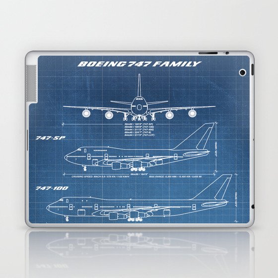 Boeing 747 Family Blueprint in High Resolution (light blue) Laptop ...