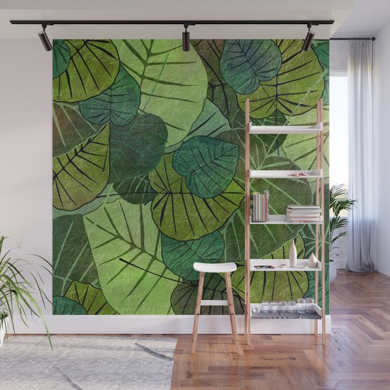 Leaf Pattern Wall Mural by Klara Acel | Society6