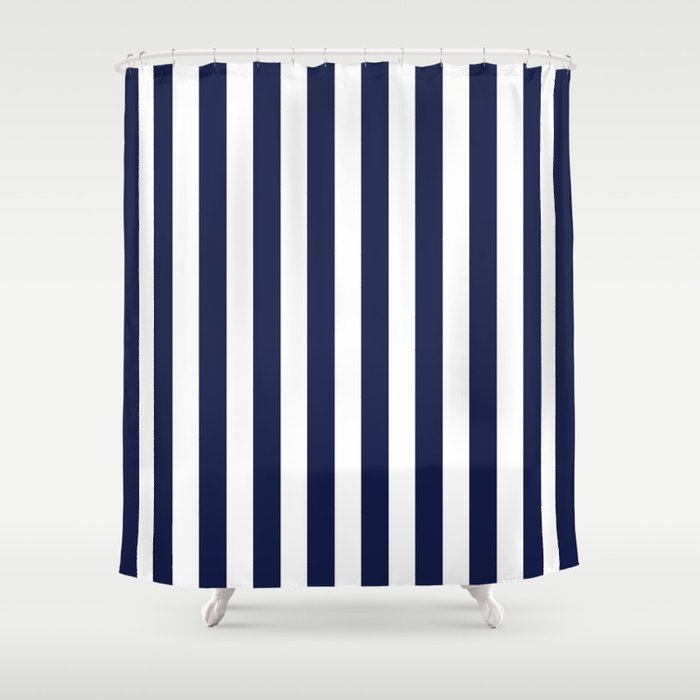 Navy Blue Vertical Breton Stripe Line Minimal Stripes Lines Shower