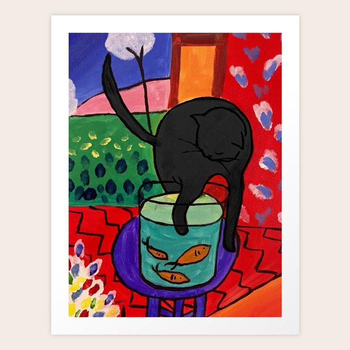 Black Cat with Red Fish- Henri Matisse Art Print by Historia Fine Art ...