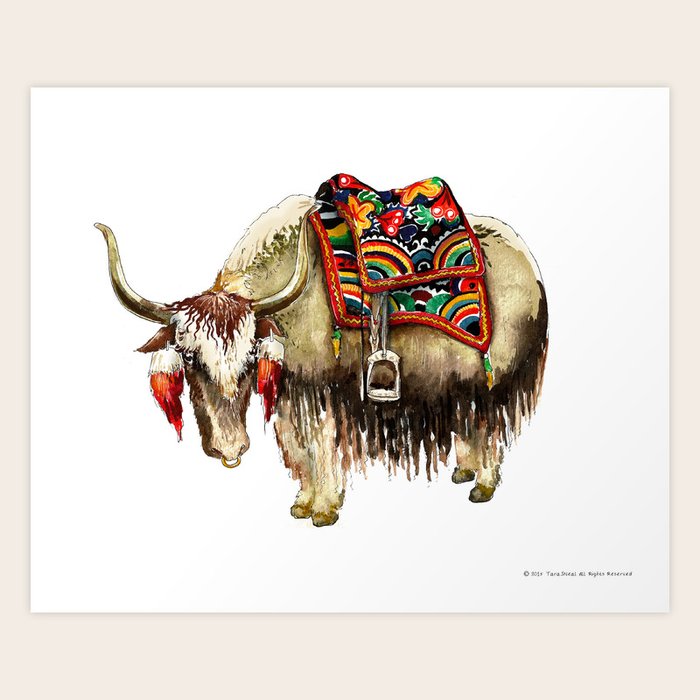 Colorful Yak Watercolor Art Art Print by TaraNealArts | Society6