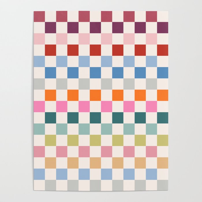 Checkered Retro Colorful Check Pattern Poster by Daily Regina Designs ...