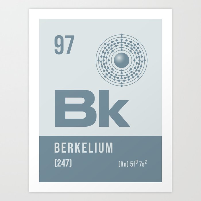 Periodic Element A - 97 Berkelium Bk Art Print by neotokyo | Society6