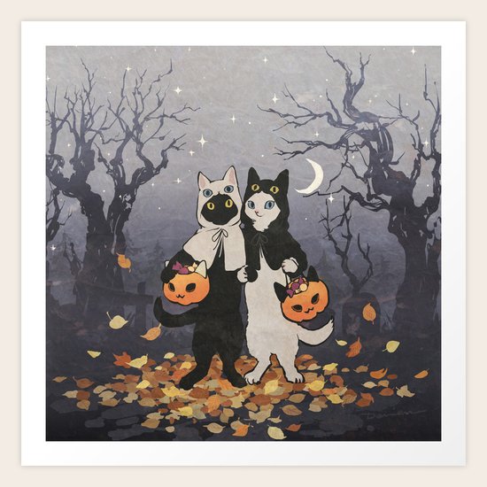 halloween cats 2 Art Print by Demian | Society6