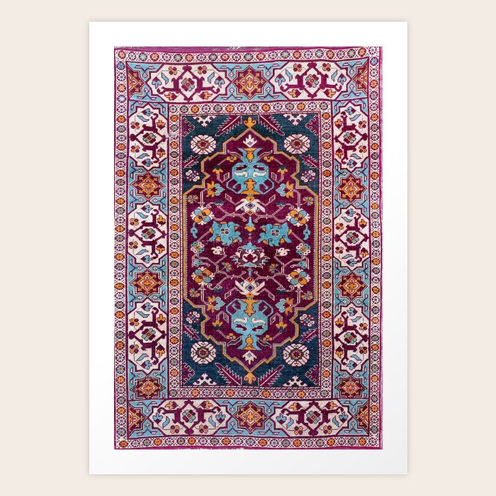 Romanian Antique Double Niche Carpet Print Art Print by Vicky Brago ...